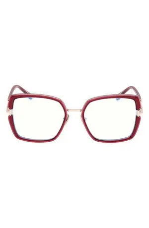 TOM FORD TOM FORD 55mm Square Optical Glasses Pink Rose Gold /t Logo