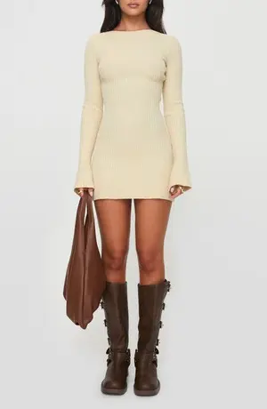 Princess Polly Osment Knit Minidress - Cream