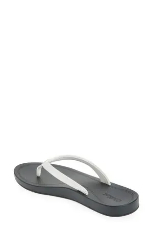 Olukai Uiki Flip Flop - Bright White / Lava Rock