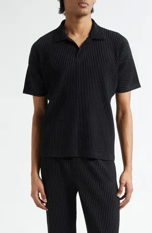 Issey Miyake Basics Pleated Polo - Black