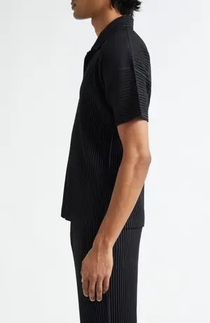 Issey Miyake Basics Pleated Polo - Black