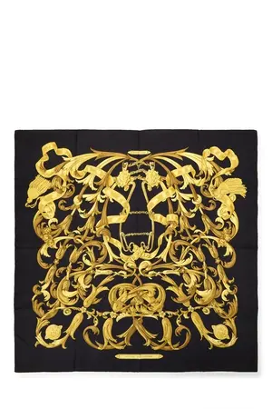 Hermès Multicolor 'le Mors A La Conetable' Silk Scarf 90 - Black