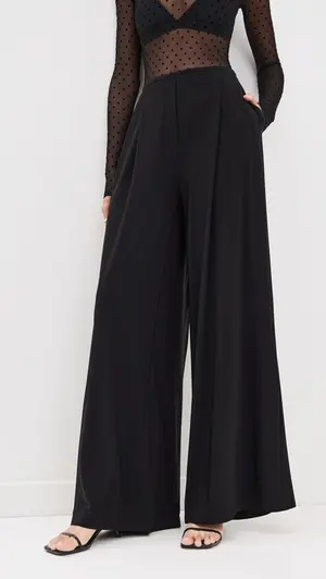 Norma Kamali Pleat Wide Leg Pants - Black
