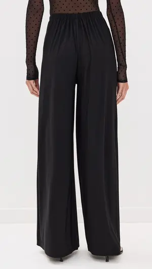 Norma Kamali Pleat Wide Leg Pants - Black