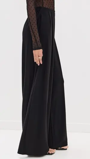 Norma Kamali Pleat Wide Leg Pants - Black