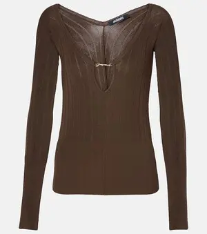 JACQUEMUS Jacquemus Pralù Logo Ribbed-Knit Top