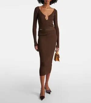 Jacquemus Pralù Logo Ribbed-knit Top - Brown