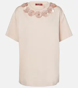 Max Mara Embellished Jersey Top - Beige