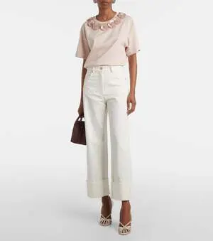 Max Mara Gennaio Embellished Jersey Top - Beige