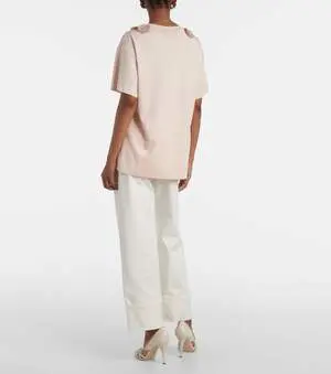 Max Mara Gennaio Embellished Jersey Top - Beige