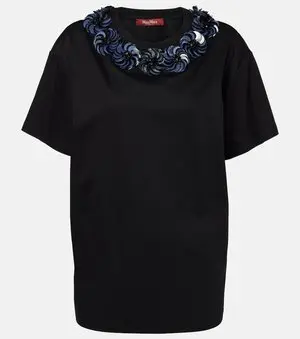Max Mara Gennaio Embellished Jersey Top - Black