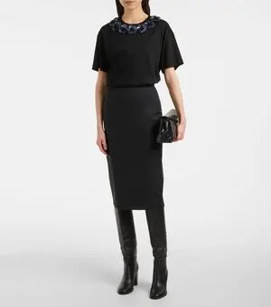 Max Mara Gennaio Embellished Jersey Top