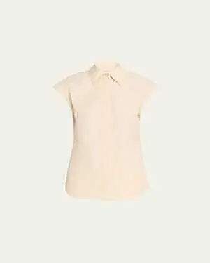 Lafayette 148 New York Fitted Cotton Shirt - Raffia