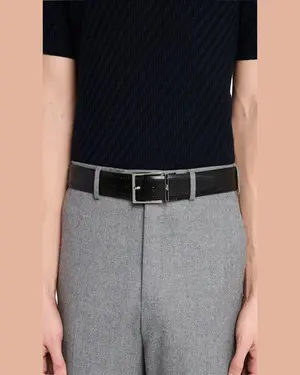 Brioni Reversible Burnished Leather Belt - Black