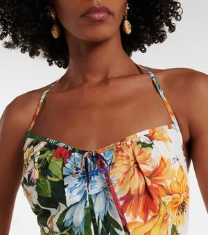 Dolce & Gabbana Floral Cotton Poplin Crop Top - Multicoloured