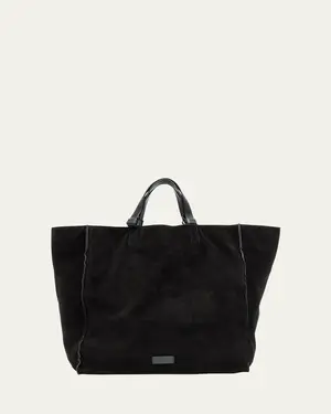 Giorgio Armani Leather Tote Bag - Solid Black