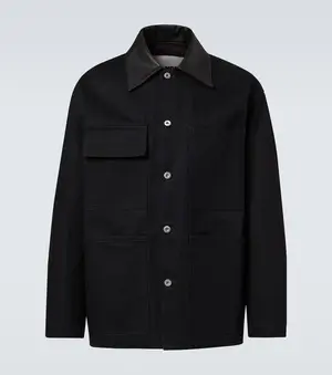 JIL SANDER Leather-trimmed Denim Jacket