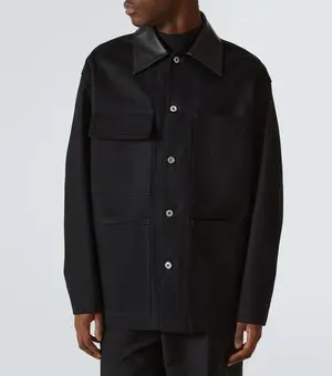 JIL SANDER Leather-trimmed Denim Jacket