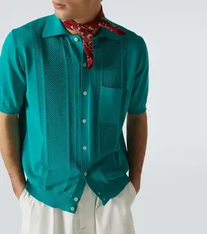 Plan C Pointelle Knitted Cotton Cardigan
