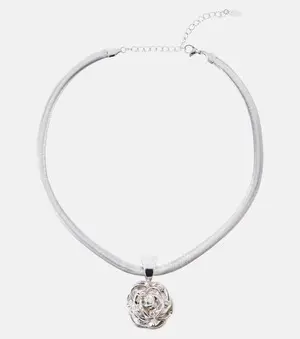 Magda Butrym Floral Crystal-embellished Pendant Necklace - Silver
