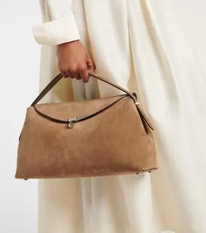 TOTEME T-lock Suede Tote Bag - Brown