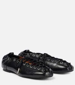 GANNI Lace-up Ballet Flats With Square Toe