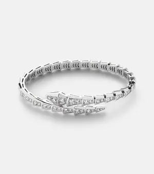 BVLGARI Serpenti Viper 18kt White Gold Bangle With Diamonds - Silver