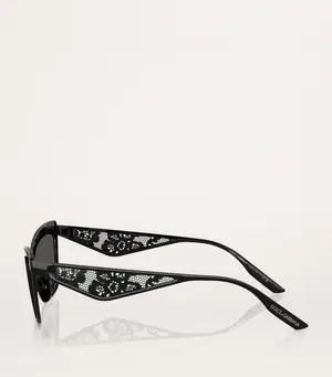 Dolce & Gabbana Steel Cat Eye Sunglasses - Black