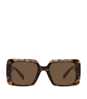 Versace Tortoiseshell Medusa Stud Square Sunglasses