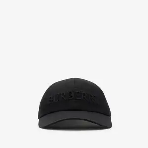 Burberry Logo Gabardine Baseball Cap - Black