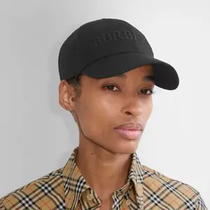 Burberry Logo Gabardine Baseball Cap - Black