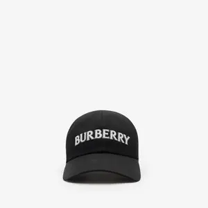 Burberry Logo Gabardine Baseball Cap - Black