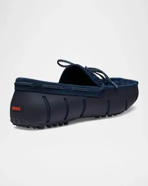 Swims Woven Textile And Suede Drivers - Navy