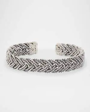 JAN LESLIE Braided Cuff Bracelet - Silver