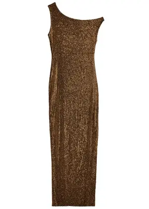 Norma Kamali Draped Sequin-embellished Gown