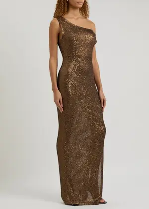 Norma Kamali Draped Sequin-embellished Gown