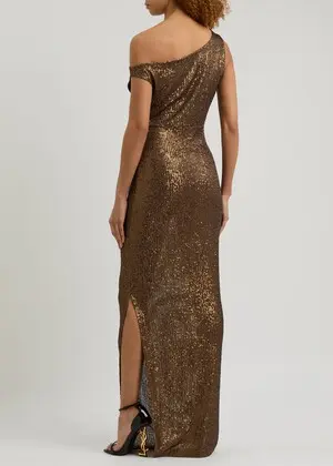 Norma Kamali Draped Sequin-embellished Gown