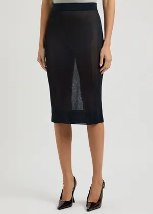 Saint Laurent Semi-sheer Knitted Midi Skirt