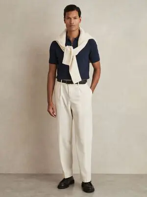 REISS Berkley Cotton Half-zip Knitted Polo Shirt