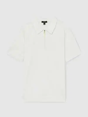 REISS Berkley Cotton Half-zip Knitted Polo Shirt