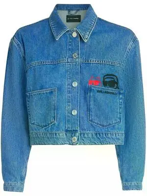 Karl Lagerfeld Ikon Cropped Denim Jacket - Blue
