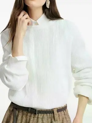 Brunello Cucinelli Cotton Crew Neck Sweater - White