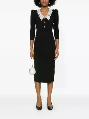 NISSA Lace-collar Midi Dress