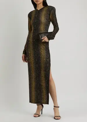Norma Kamali Python-print Maxi Dress