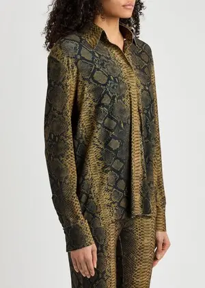 Norma Kamali Python-print Stretch-jersey Shirt