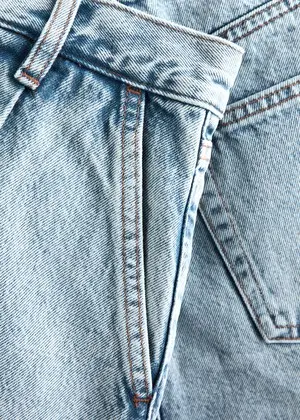 FRAME Pleated Denim Mini Skirt - Blue