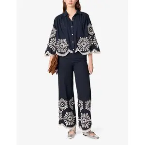 Maje Crochet-detail Cropped Cotton Shirt