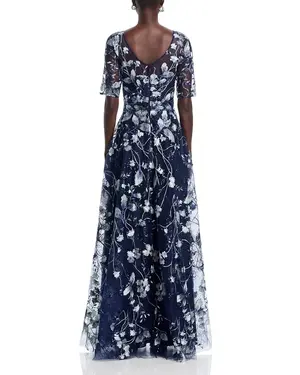 Rickie Freeman For Teri Jon Floral Embroidered Gown