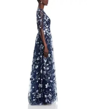 Rickie Freeman For Teri Jon Floral Embroidered Gown