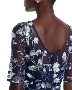 Rickie Freeman For Teri Jon Floral Embroidered Gown